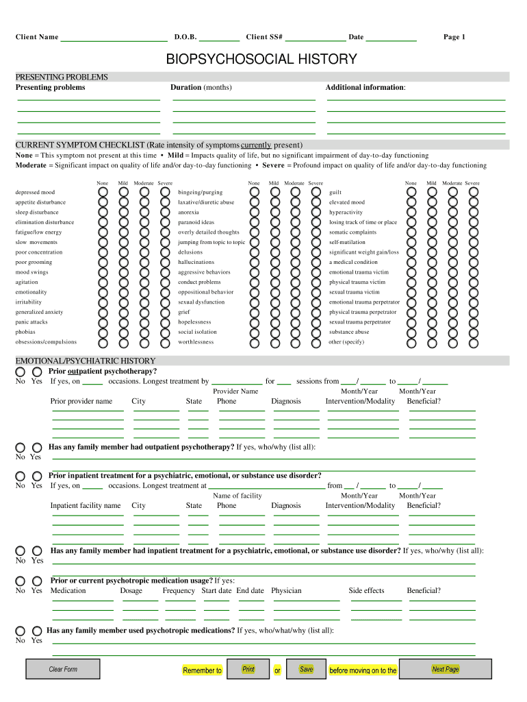 Fillable Online Client Name D.O.B. Client SS# Date Page 1 ...