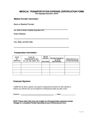 Fillable Online ohr psu MEDICAL TRANSPORTATION EXPENSE CERTIFICATION ...