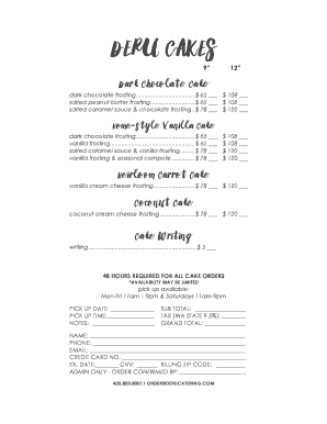 Fillable Online Fall DERU Market Cake Order Form 2016.docx Fax Email ...