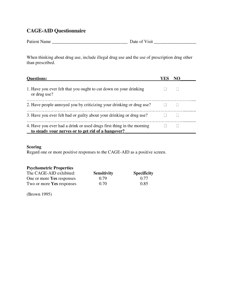 Fillable Online CAGE AID Questionnaire Fax Email Print PdfFiller Fillable Online CAGE AID Questionnaire Fax Email Print PdfFiller