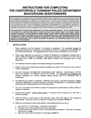 Fillable Online chesterfieldpolice CHPD Background Questionnaire ...