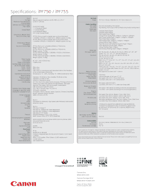 Fillable Online Specifications: iPF750 / iPF755 Fax Email Print - pdfFiller