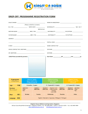 Fillable Online DROP-OFF PROGRAMME REGISTRATION FORM Fax Email Print ...