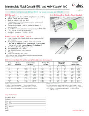 Fillable Online Intermediate Metal Conduit (IMC) and KwikCouple IMC NEC ...
