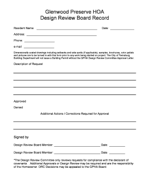 Fillable Online HOA Design Review Form - Glenwood Preserve Fax Email ...