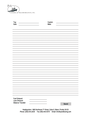 Fillable Online Tugs Log Sheet - P & L Marine Towing Fax Email Print ...