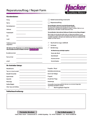 Fillable Online Reparaturauftrag / Repair Form - Hacker Motor GmbH Fax ...