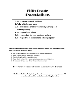 Fillable Online Fifth Grade Expectations - eriesd.schoolwires.net Fax ...