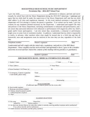 Fillable Online Band Permission Form. Band Permission Form Fax Email ...