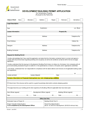 Fillable Online pcs gov sk Development- Building Permit Application ...