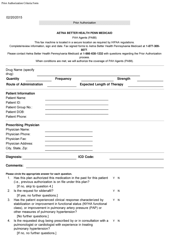 Fillable Online PAH Agents (PA88) Fax Email Print - pdfFiller