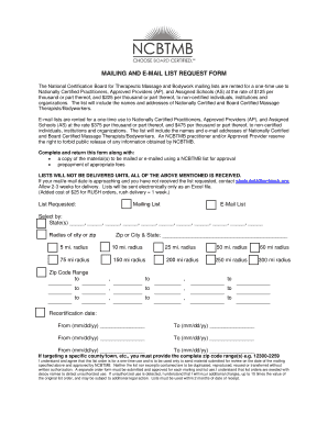 Fillable Online MAILING AND E-MAIL LIST REQUEST FORM - NCBTMB Fax Email Print - pdfFiller