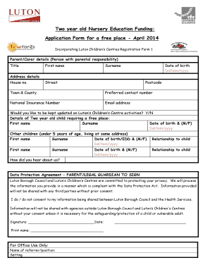 Fillable Online riseandshineluton co Two year old Nursery Education ...