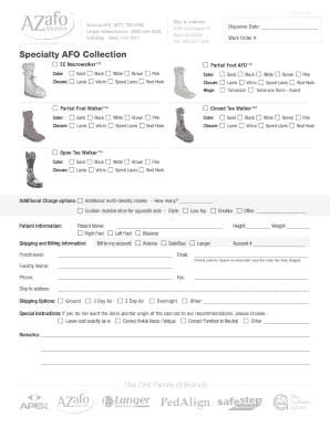 Fillable Online Auntlet AFO Collection Specialty AFO Collection Fax ...