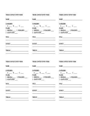 Fillable Online THEME CONTEST ENTRY FORM Fax Email Print - pdfFiller