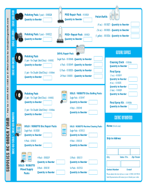 Fillable Online SUPPLIES RE-ORDER FORM - CONTACT INFORMATION Fax Email ...