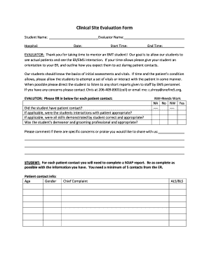 Fillable Online snofire5 Clinical Site Evaluation Form - Snohomish ...