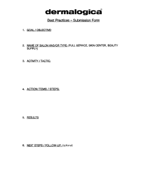 Fillable Online Best Practices Submission Form - Dermalogica Fax Email ...