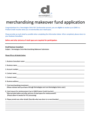Fillable Online Merchandising makeover fund application - Dermalogica ...