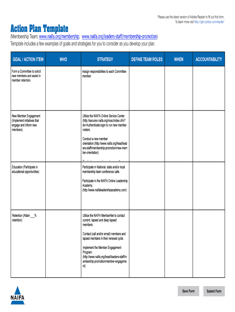 Fillable Online GOAL / ACTION ITEM WHO STRATEGY DEFINE TEAM ROLES WHEN ...