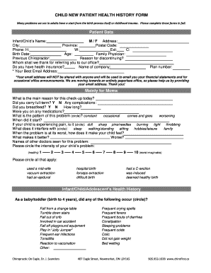Fillable Online chirofirst Child Form - Chiropractic on Eagle ...