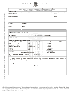 Fillable Online ayto-hondondelasnieves SOLICITUD DE AUTORIZACIN DE ...