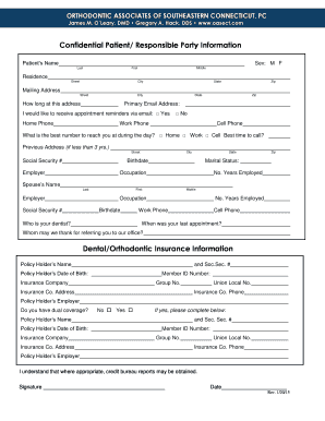 Fillable Online Confidential Patient/ Responsible Party Information Fax Email Print - pdfFiller