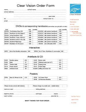 Fillable Online clear-vision Clear Vision Order Form Fax Email Print ...