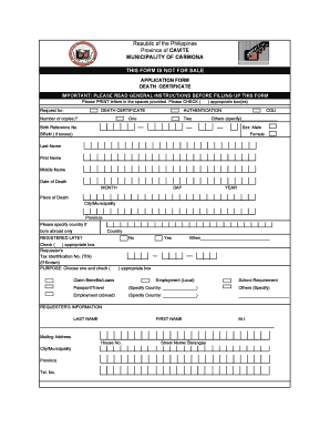 Fillable Online carmonagov FORM NSO DEATH.xls Fax Email Print - pdfFiller