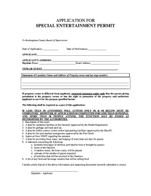 Fillable Online APPLICATION FOR SPECIAL ENTERTAINMENT PERMIT Fax Email ...