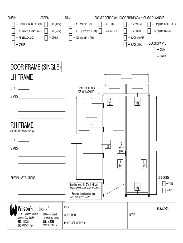 Fillable Online DOOR FRAME (SINGLE) LH FRAME RH FRAME Fax Email Print ...