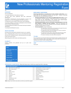 Fillable Online New Professionals Mentoring Registration Form Fax Email ...