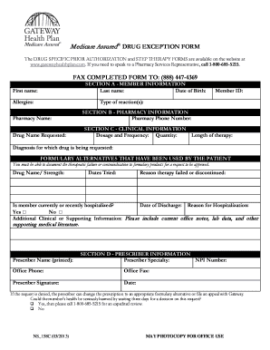 Fillable Online Medicare Assured DRUG EXCEPTION FORM Fax Email Print ...