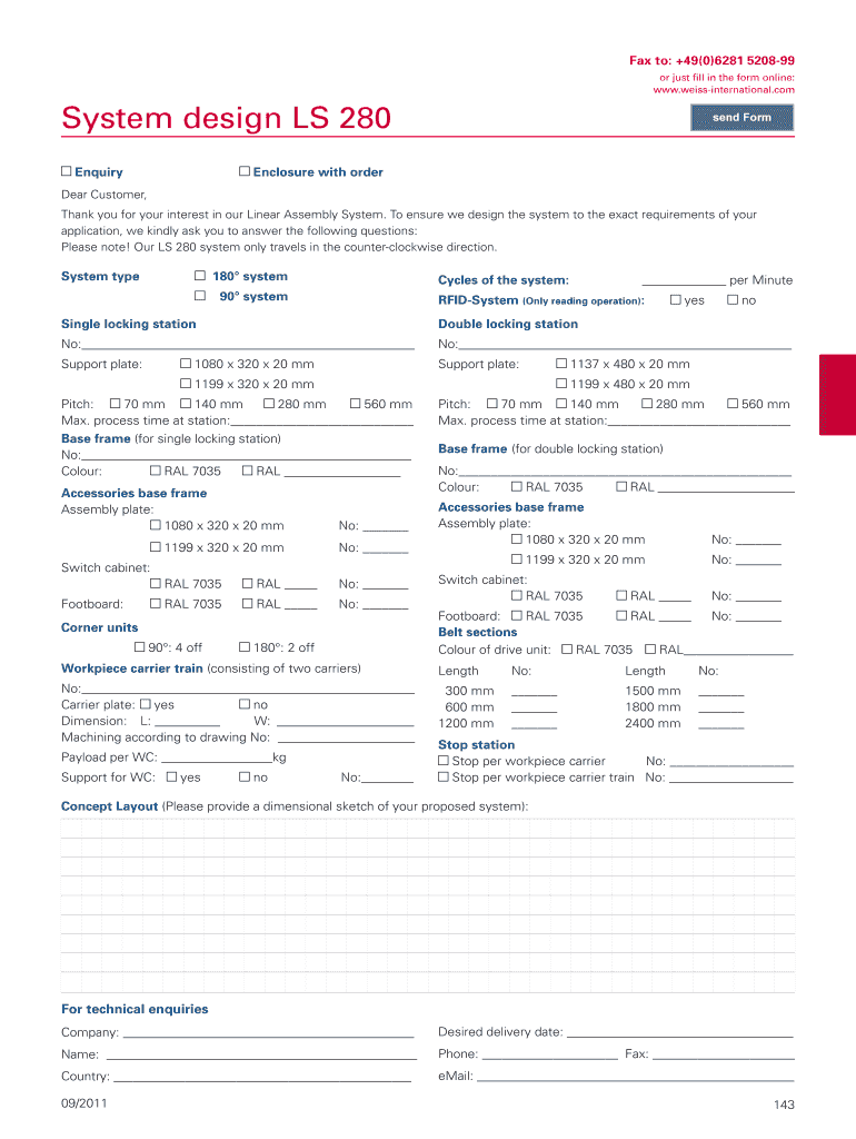 Fillable Online weiss-gmbh System design LS 280 - WEISS : Startseite Fax Email Print - pdfFiller