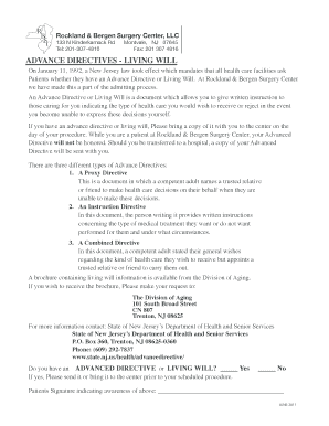 Fillable Online ADVANCE DIRECTIVES - LIVING WILL Fax Email Print ...