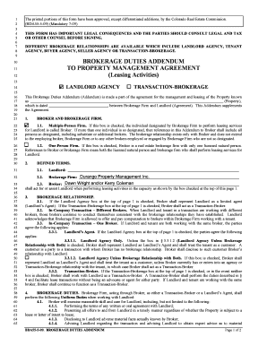 Fillable Online BROKERAGE DUTIES ADDENDUM TO PROPERTY MANAGEMENT ...