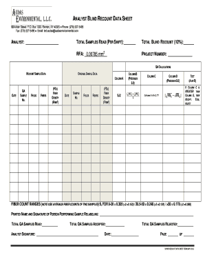 Fillable Online ANALYST: TOTAL SAMPLES READ (PER SHIFT): TOTAL BLIND ...