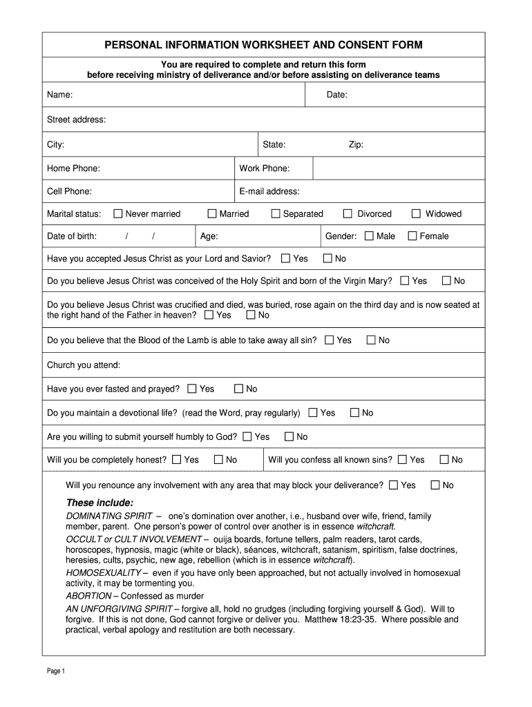 Personal Information Worksheet Pdf Fill Out Sign Online DocHub