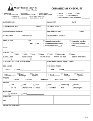 Fillable Online CO MMERCIAL CHECKLIST - Quality Resource Group Fax ...