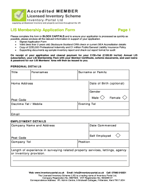 Fillable Online inventory-portal co LIS Membership Application Form ...