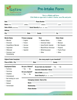 Fillable Online altapointe Pre-Intake Form Fax Email Print - pdfFiller