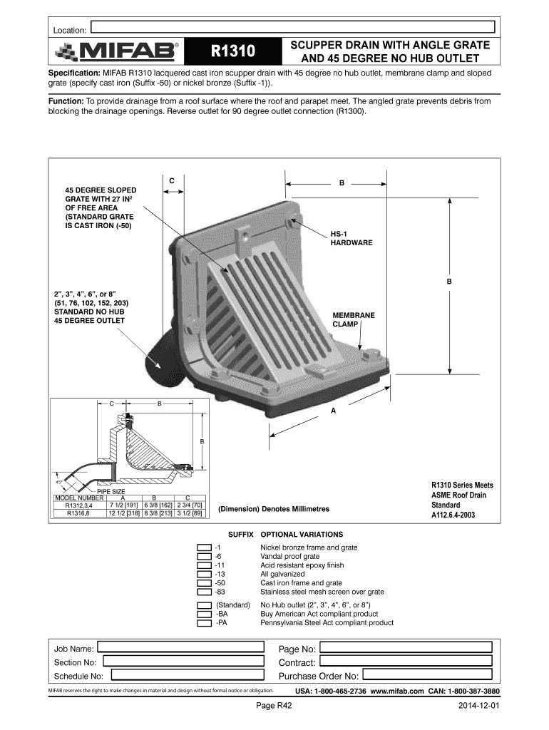 Fillable Online SCUPPER DRAIN WITH ANGLE GRATE Fax Email Print - pdfFiller
