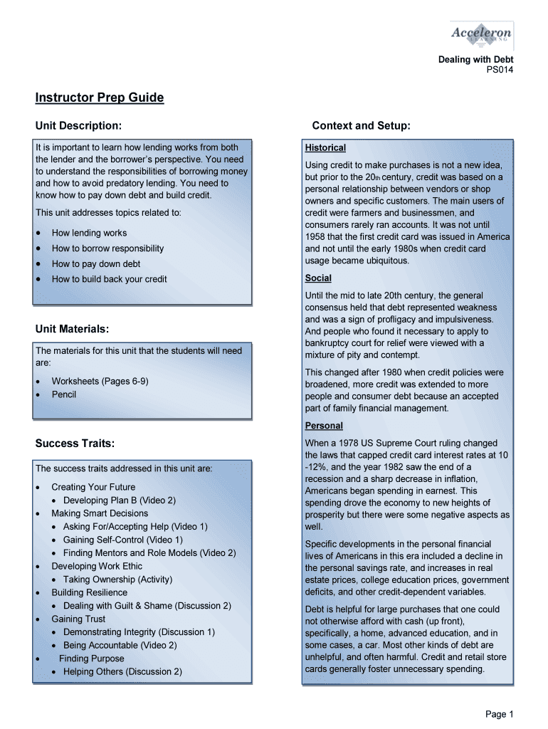 Fillable Online Instructor Prep Guide - Acceleron Learning Fax Email ...