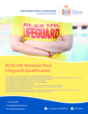 Fillable Online RLSS UK National Pool Lifeguard Qualification Fax Email ...