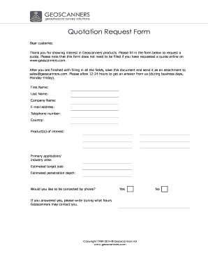 Fillable Online Quotation Request Form - geoscanners.com Fax Email ...