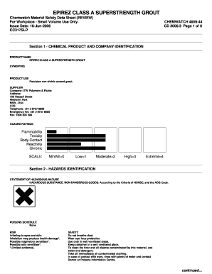 Fillable Online Chemwatch Material Safety Data Sheet (REVIEW) For ...