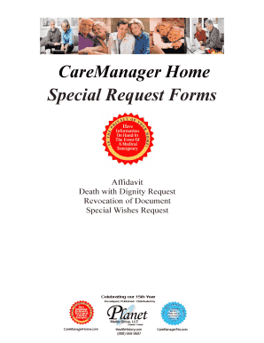Fillable Online CareManager Home Special Request Forms - healthhistory.com Fax Email Print ...