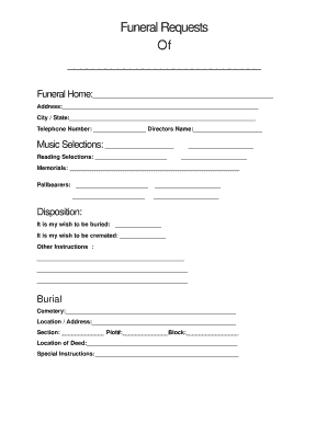 Fillable Online Funeral Requests Of - healthhistory.com Fax Email Print ...