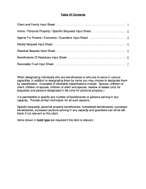 Fillable Online Table Of Contents - yourwebadvisor.com Fax Email Print - pdfFiller