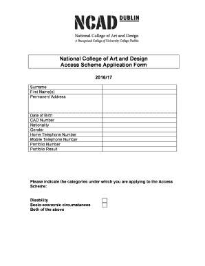 Fillable Online NCAD Access Scheme Application Form.doc Fax Email Print ...